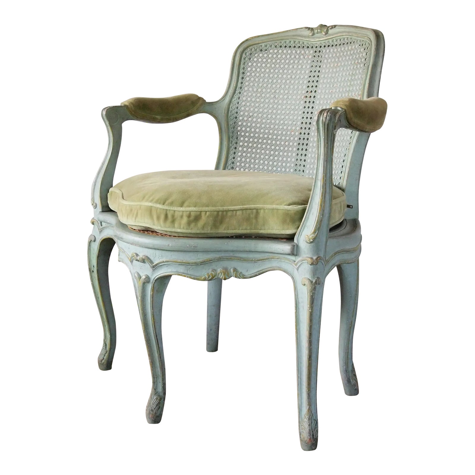 Mid 20th Century Vintage French King Louis XV Style 5-Legged Arm Chair ...