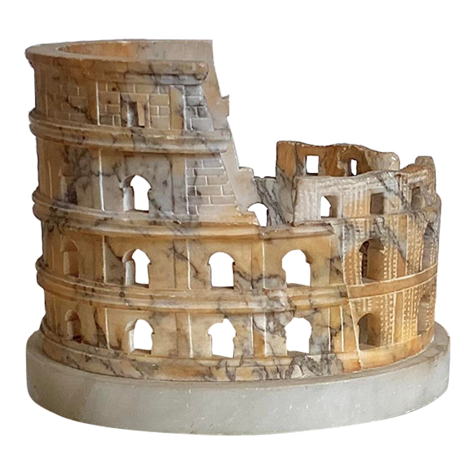 Antique 1880 Grand Tour Sienna Marble Colosseum Sculpture | Chairish
