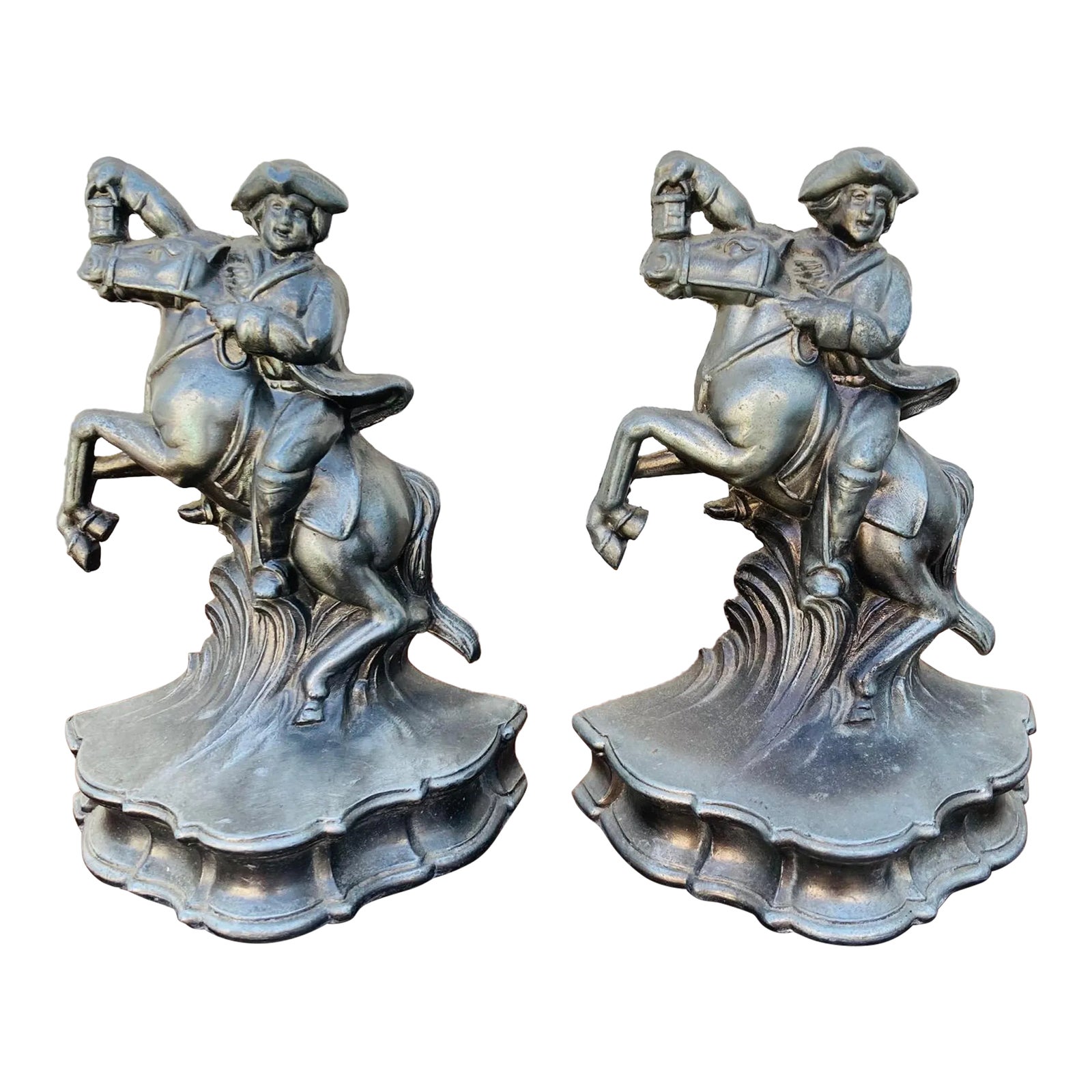 Pair of Late 20th Century Paul Revere Horseman Bookends | Chairish