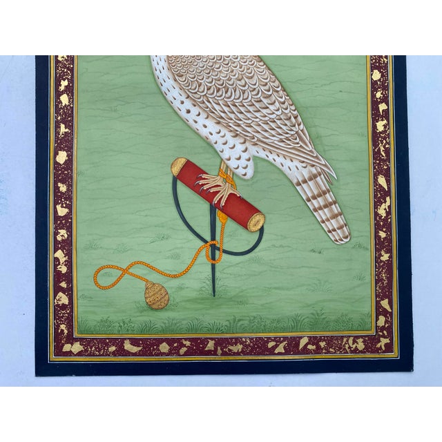 Vintage Original Hand Painted Indian Mughal Miniature Hawk and Falcon ...