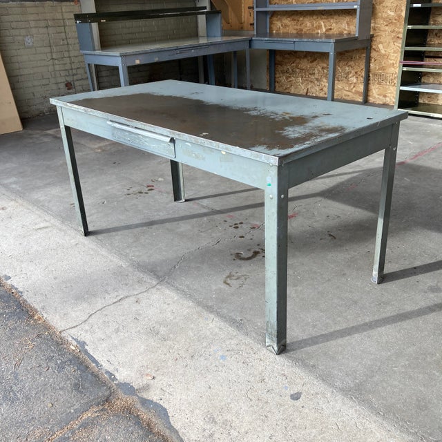 Industrial Steel Work Table Writing Desk by Lyon Metals | Chairish