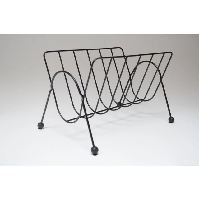 Mid-Century American Modern Black Metal Wire Magazine Rack | Chairish