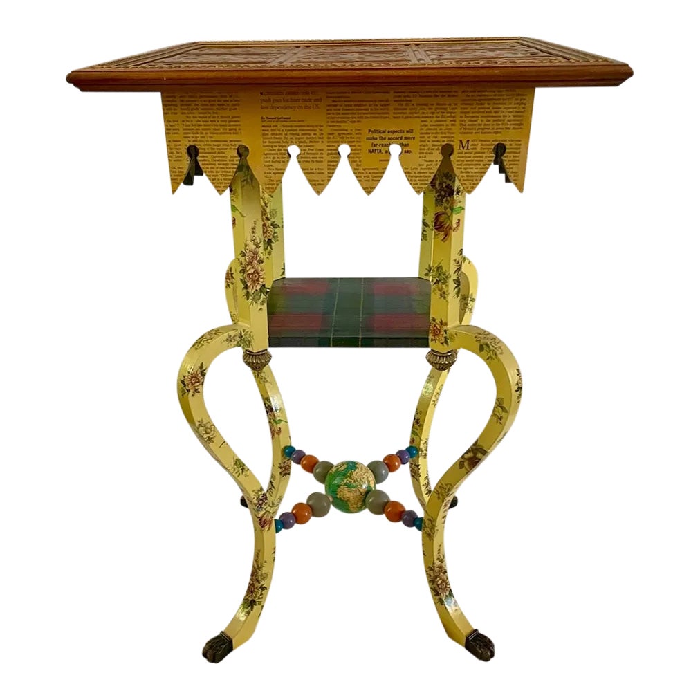 1980s Vintage MacKenzie Childs Accent Table | Chairish