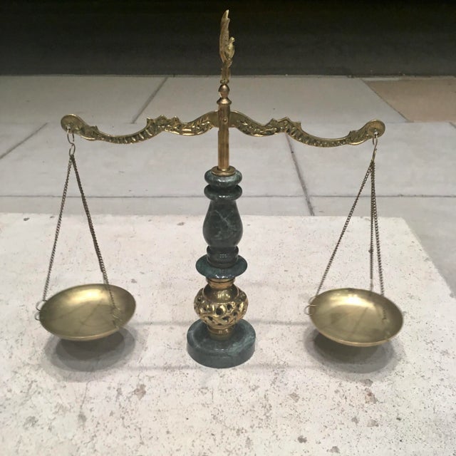Japanese Bronze & Green Marble Balance Scale Circa 1940s | Chairish
