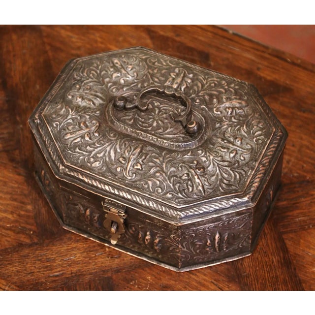 19th Century French Repousse Silvered Metal Spice or Jewelry Box | Chairish