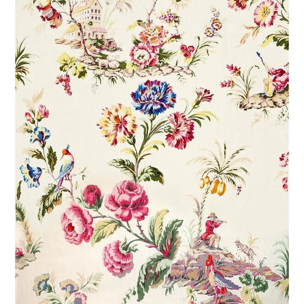 The House of Scalamandré Somerset Linen Print Fabric, Bloom | Chairish