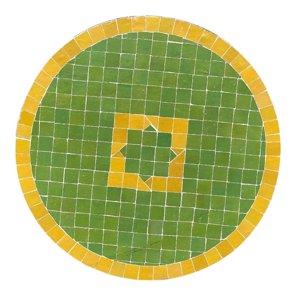 Moroccan Ceramic Tile Round Table Top | Chairish