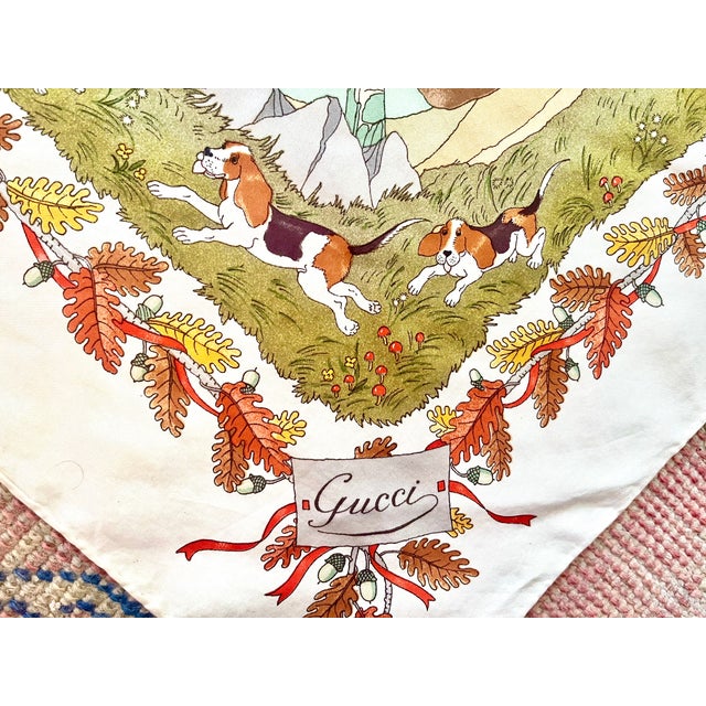 1970s Gucci Fox Hunting Silk Scarf | Chairish