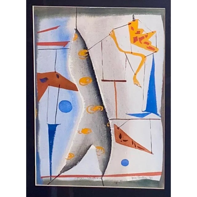 Jane Downs Carter Listed Artist Early 1950s Abstract Watercolor “Circus ...