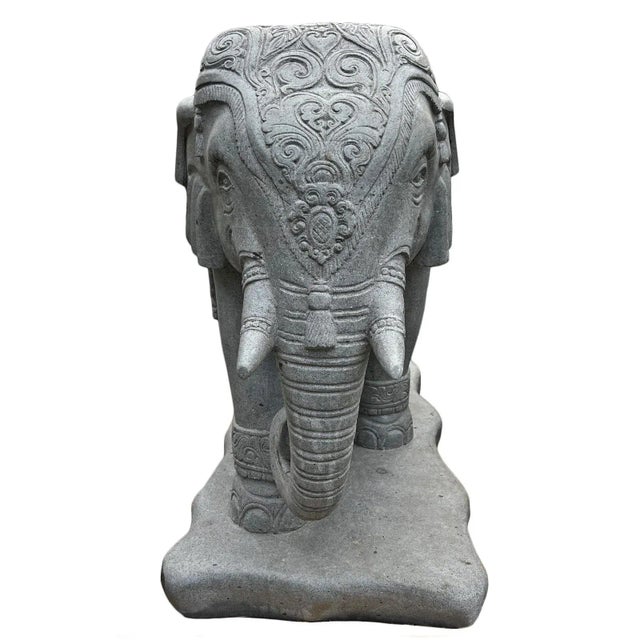 Pair of Stone Carved Elephant Statues | Chairish