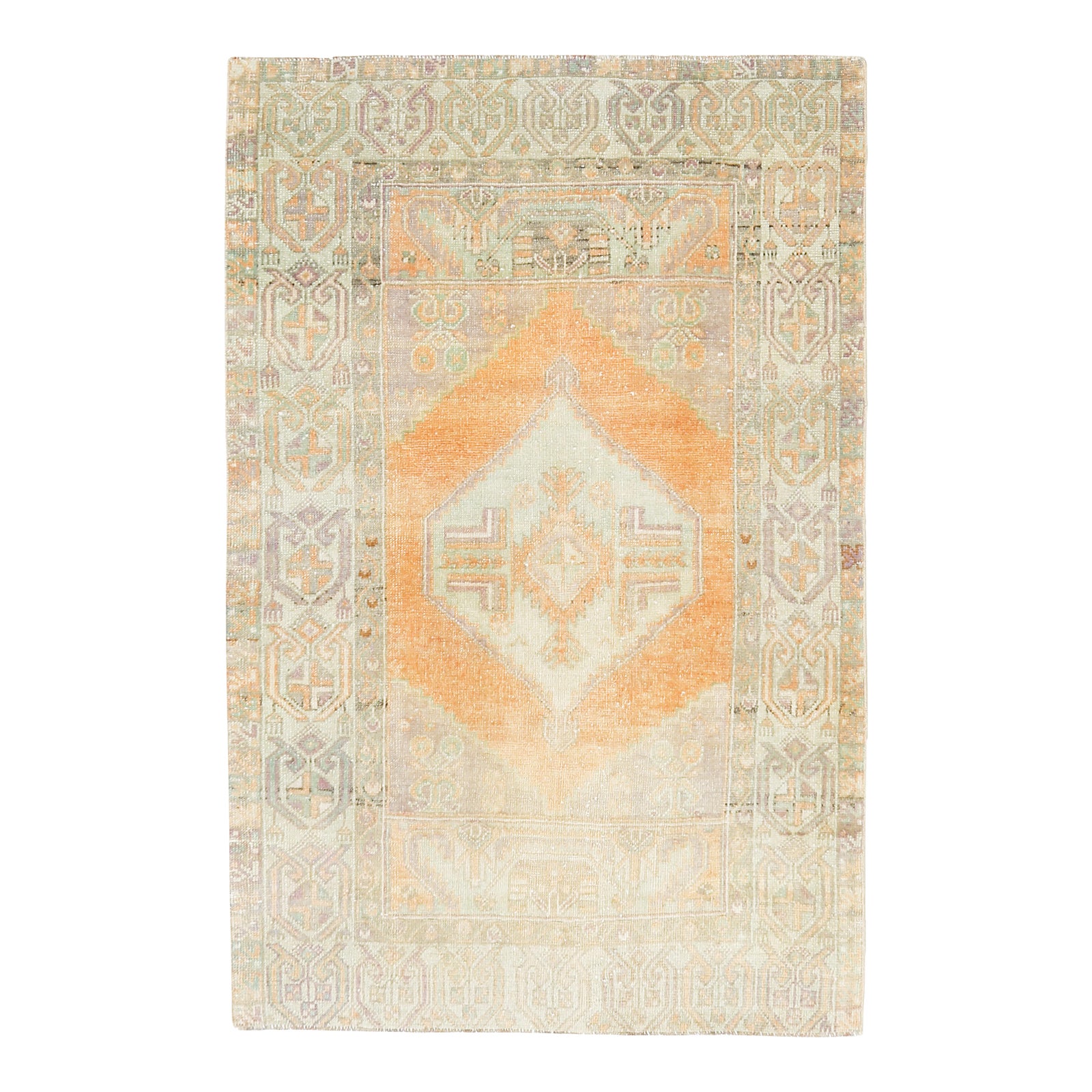 Vintage Turkish Oushak Handmade Wool Cotton Orange Area Rug | Chairish