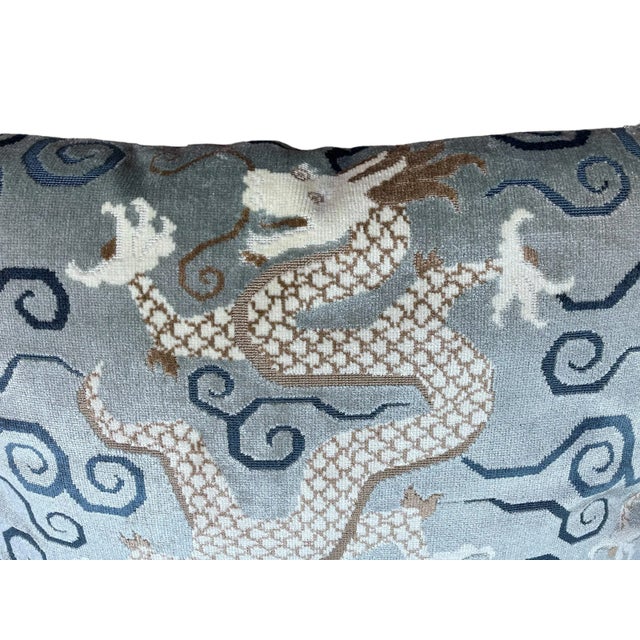 Celestial Bixi Dragon Cut Velvet Schumacher Pillow 16x24” | Chairish