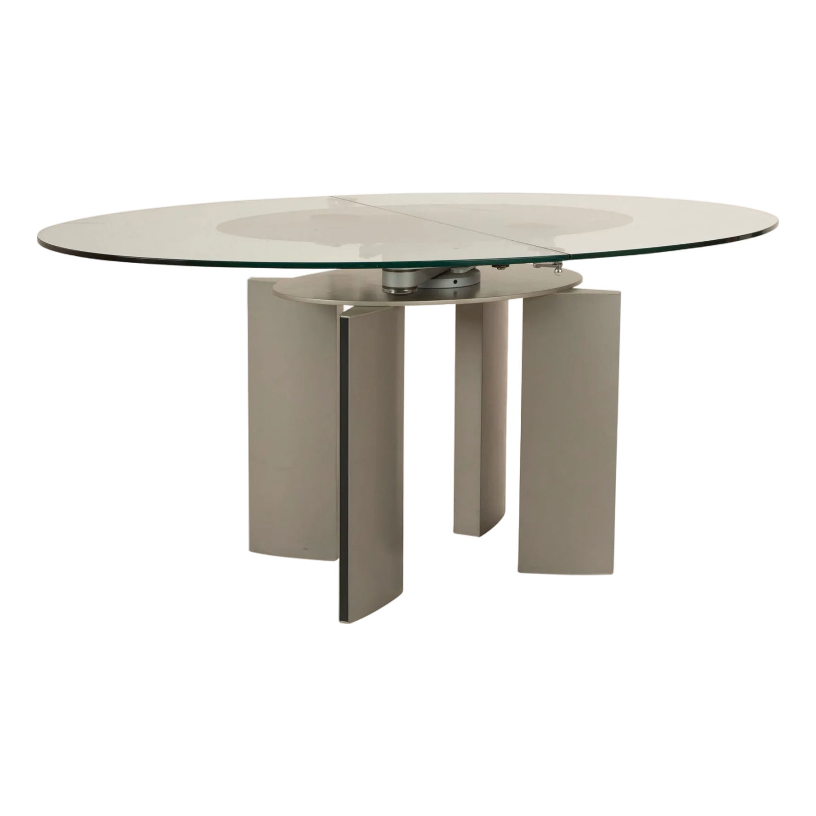 K / G 750 / E Dining Table in Glass with Silver Legs and Pull-Out ...