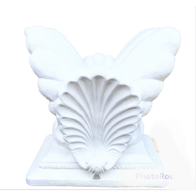 Monumental Vintage Coastal 4 Sided Clam Shell Form Gloss White Dining ...
