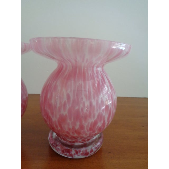Murano Glass Pink Confetti Vases - a Pair | Chairish