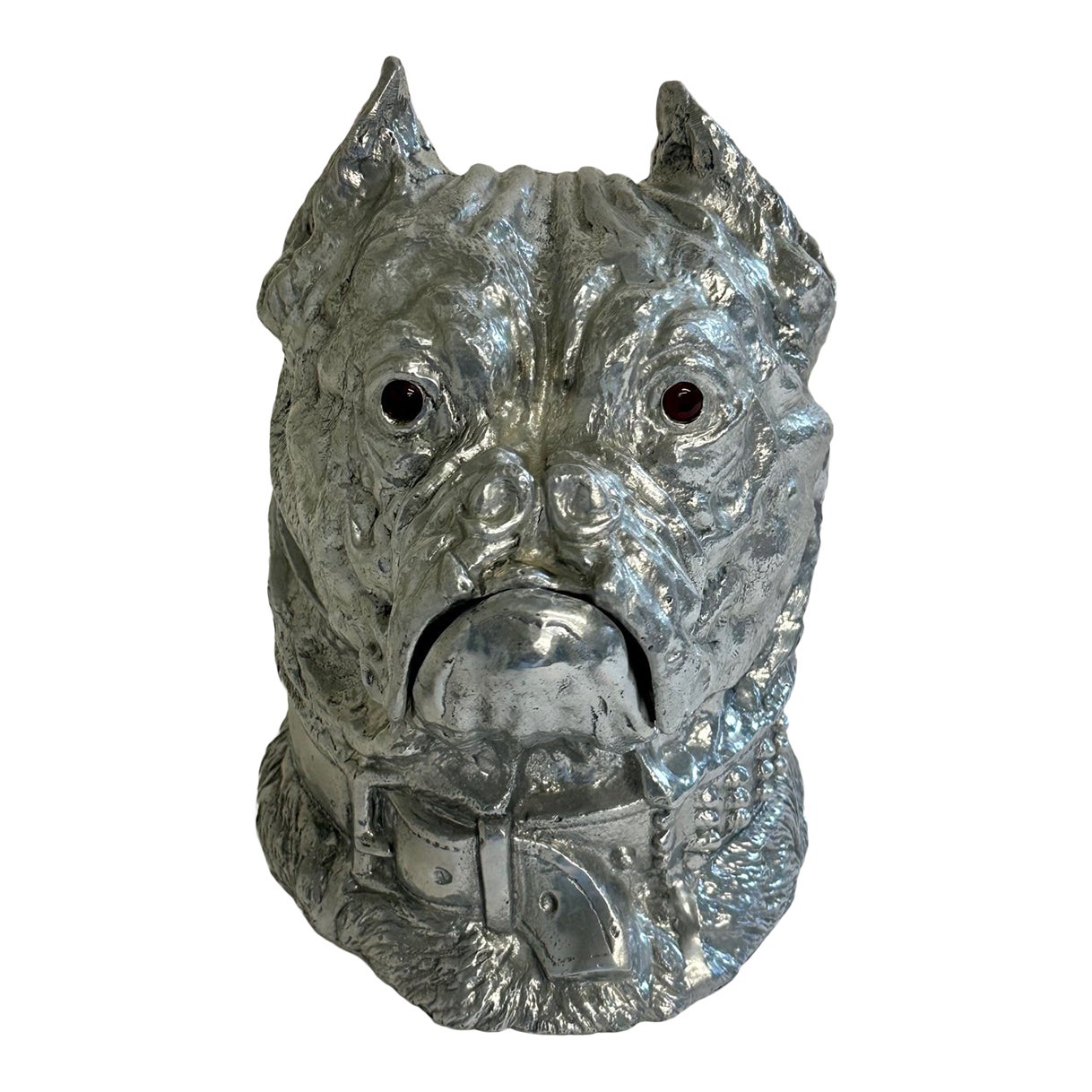 Arthur Court Cast Aluminum Bulldog Ice Bucket With Glass Eyes | Chairish