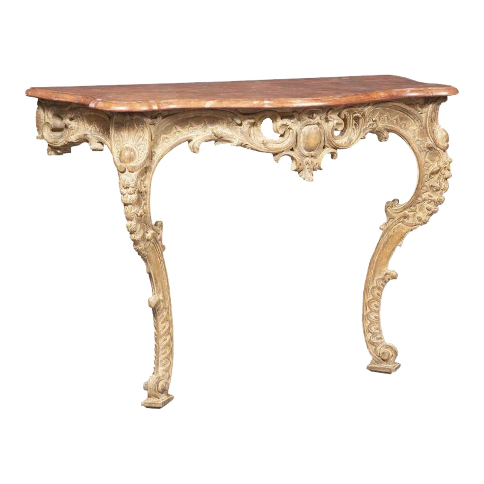 Rococo Style Faux Marble Top Wall Mount Console Table | Chairish