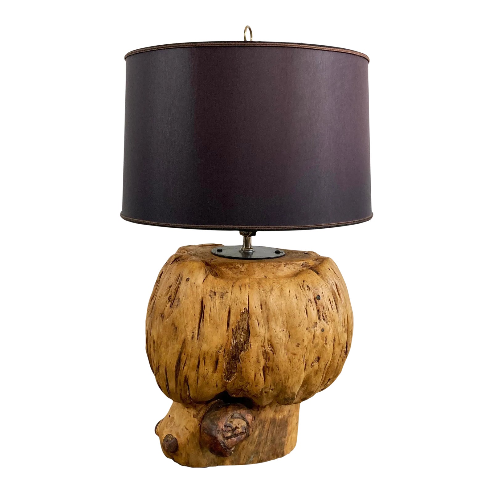 Large Vintage Knotty Burl Wood Table Lamp | Chairish