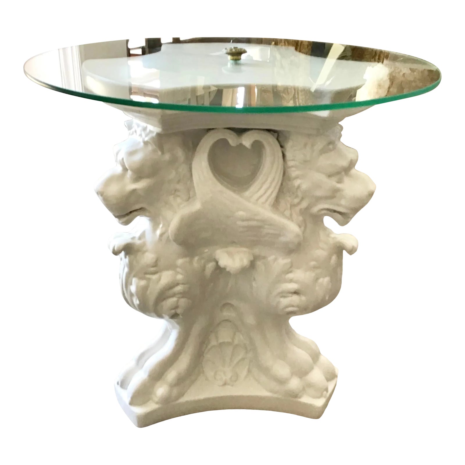 Hollywood Regency Cocktail Table With Griffins Carved Base | Chairish