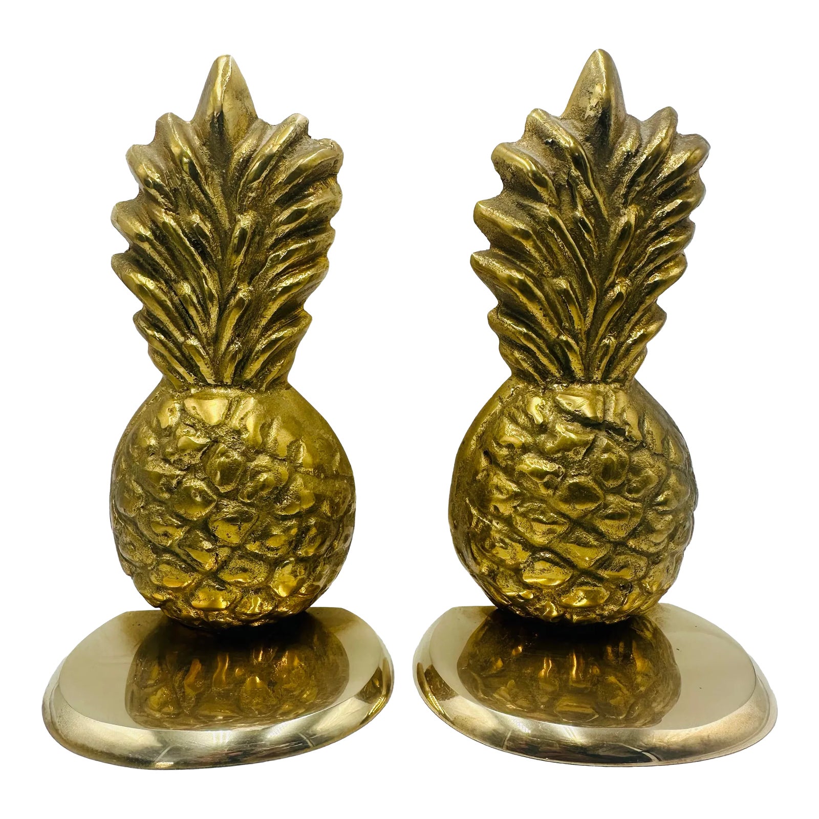 1980s Brass Pineapple Bookends - A Pair | Chairish