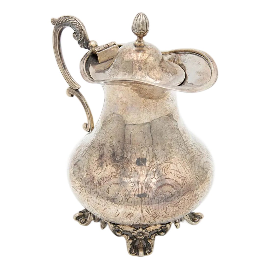 Silver Milk Jug with Cut-Out Support Legs | Chairish