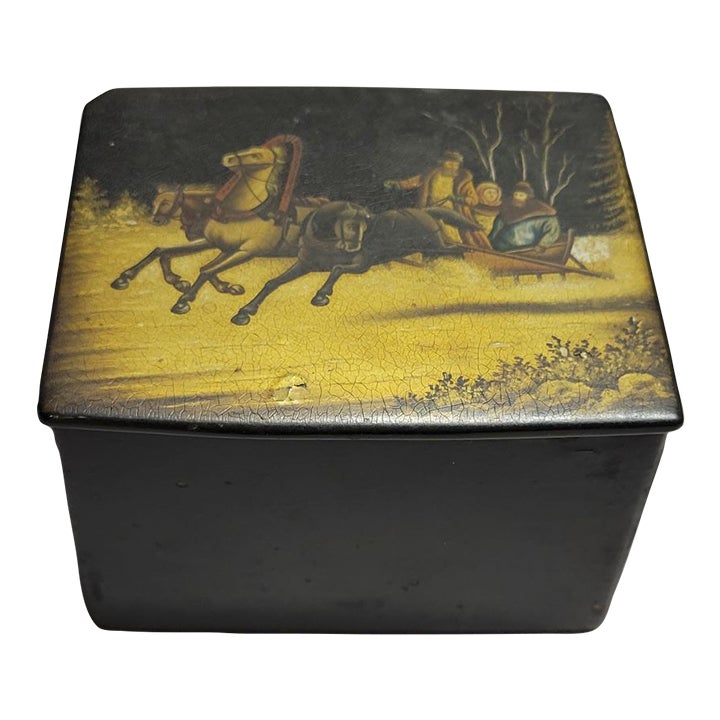 Russian Papier Mache Tea Caddy, 19th Century | Chairish