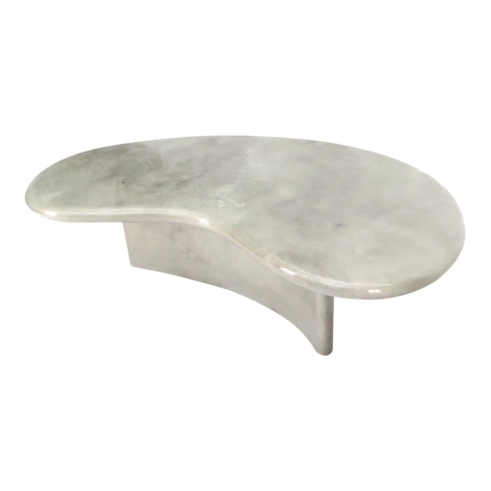 Organic Kidney Shape Faux Marble Finish Coffee Table | Chairish