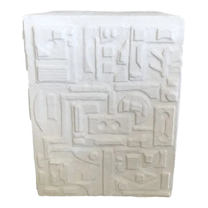 Bas Relief Plaster Side Table | Chairish