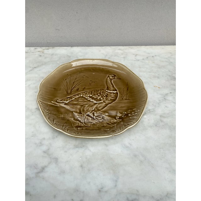 19th Century Majolica Mallard Duck Plate Choisy Le Roi | Chairish
