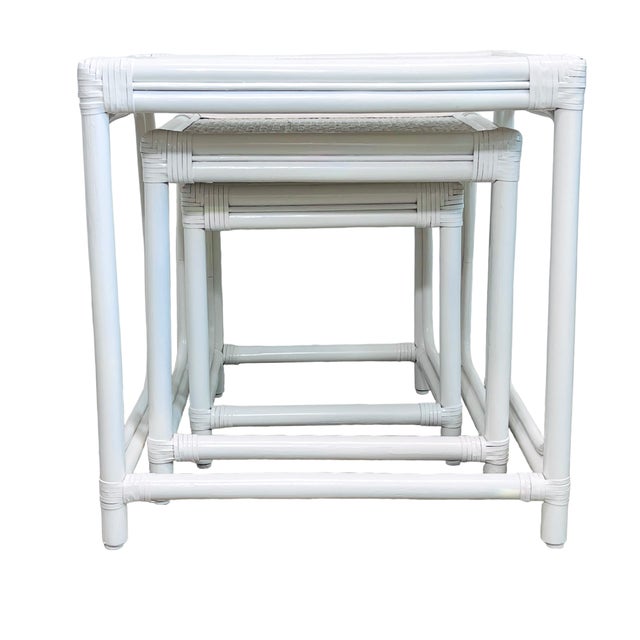 Set 0f 3 Rattan Nesting Tables | Chairish