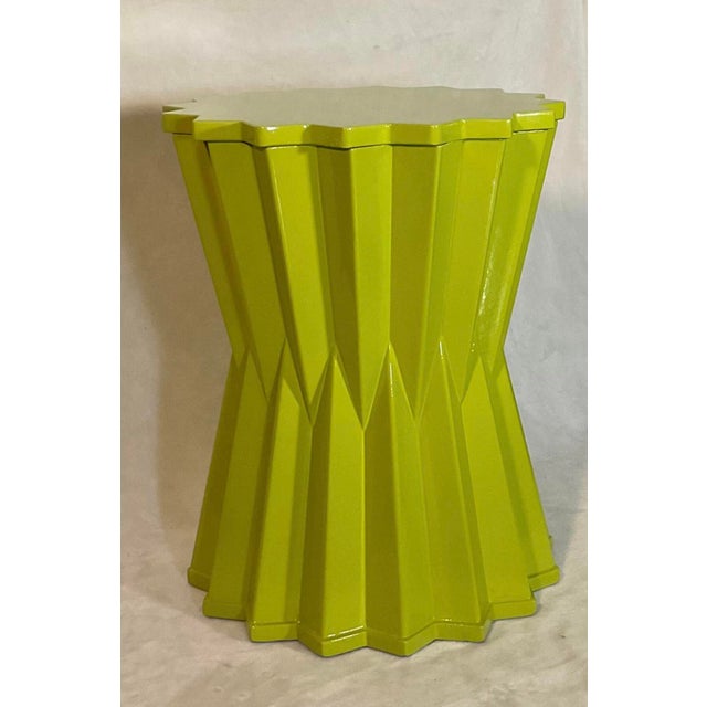 Pair Mid Century Lime Green Star Shaped Origami Multifaceted Hourglass ...