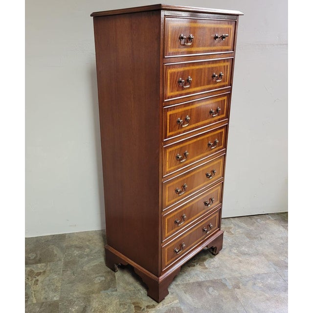 Chippendale Style Mahogany Lingerie Tall Chest With Satinwood Inlay ...