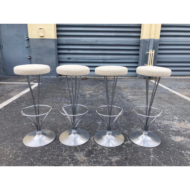 1980s Set of 4 Mid Century Modern Bar Stools | Chairish