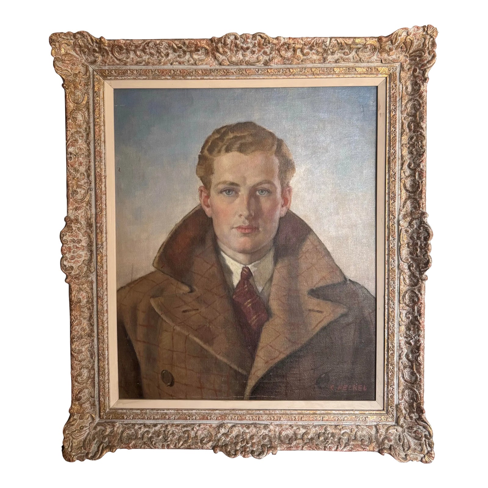 Carl Felkel, 1930s Self Portrait Painting, From Collection of Seymour ...