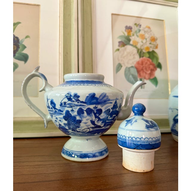 Antique Canton Tea Pot | Chairish