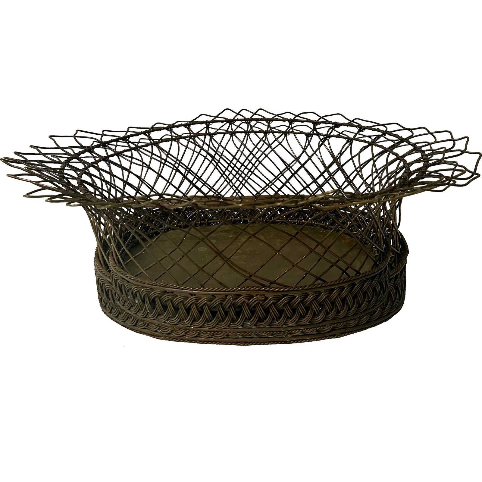 Late 20th Century Large Vintage French Wire Metal Basket Planter | Chairish