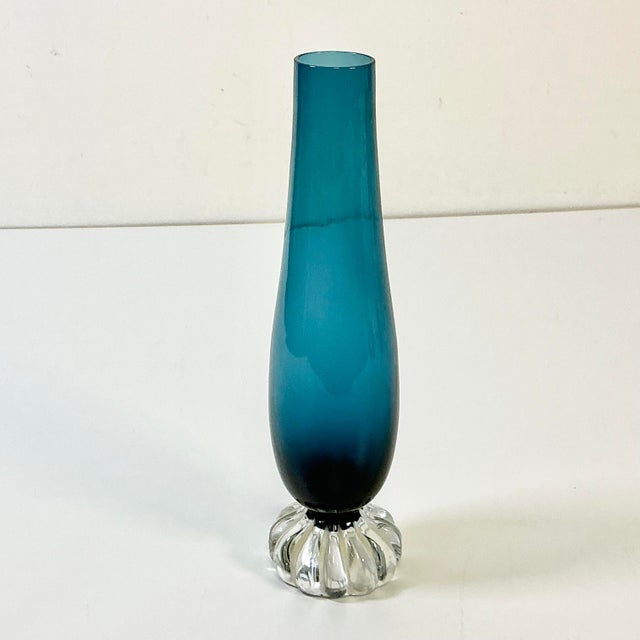 Mid-Century Boho Chic Hollywood Regency Cerulean Cut to Clear Bud Vase ...