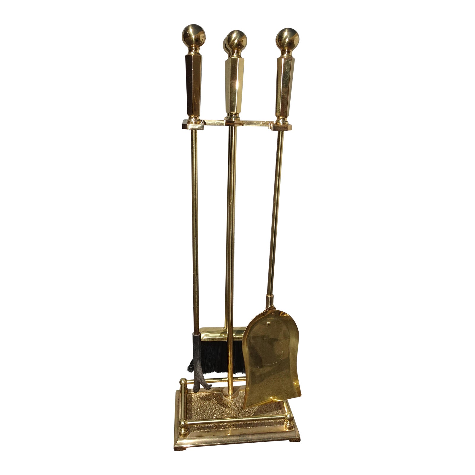 Vintage French Country Gold Brass Fireplace Tools W Three Tools | Chairish