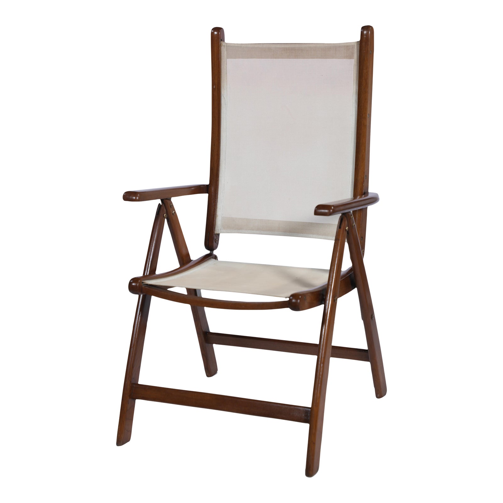 1960s British Colonial Folding and Adjustable Teak and Mesh Seat Side ...