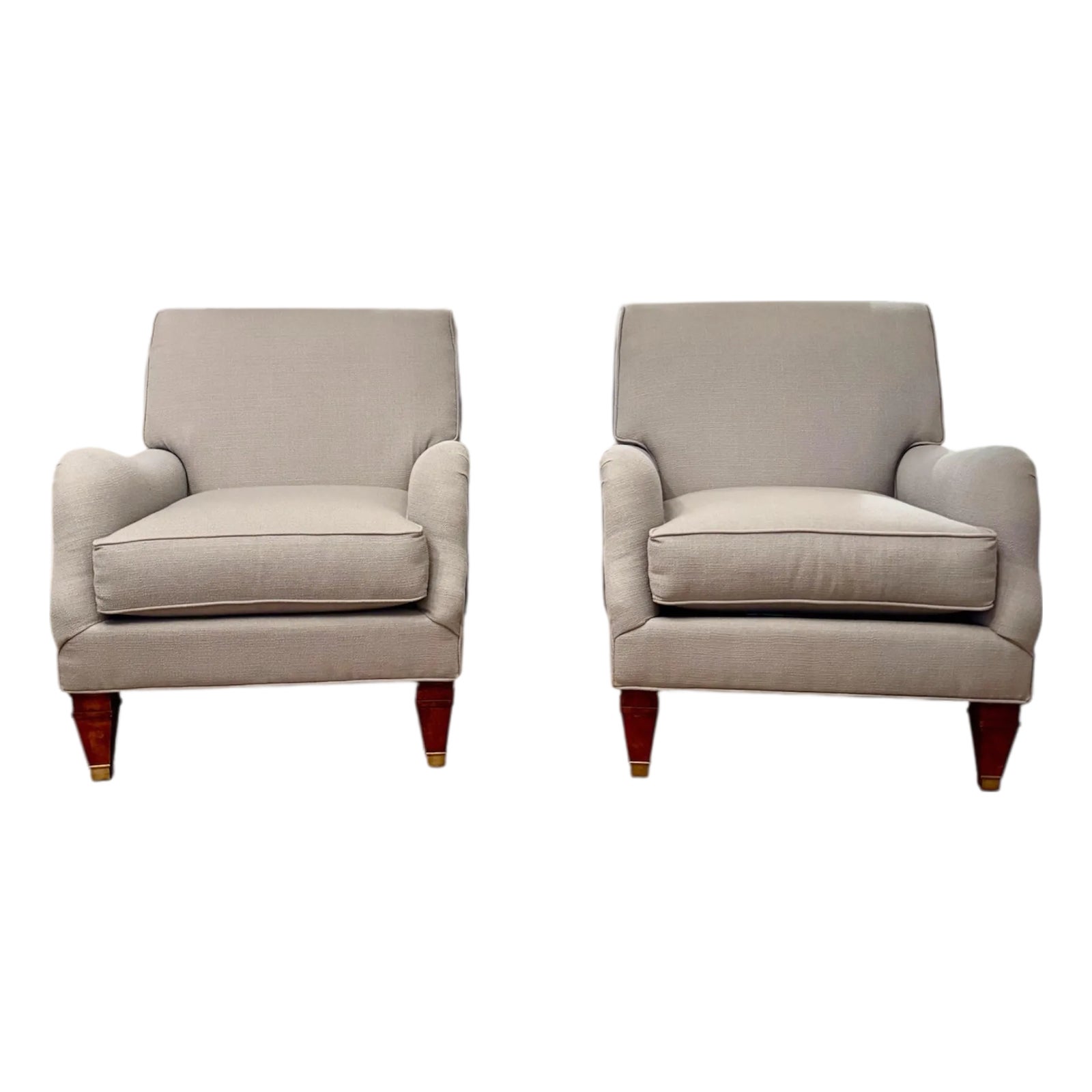 Massoud English Roll Arm Club Chairs- A Pair | Chairish