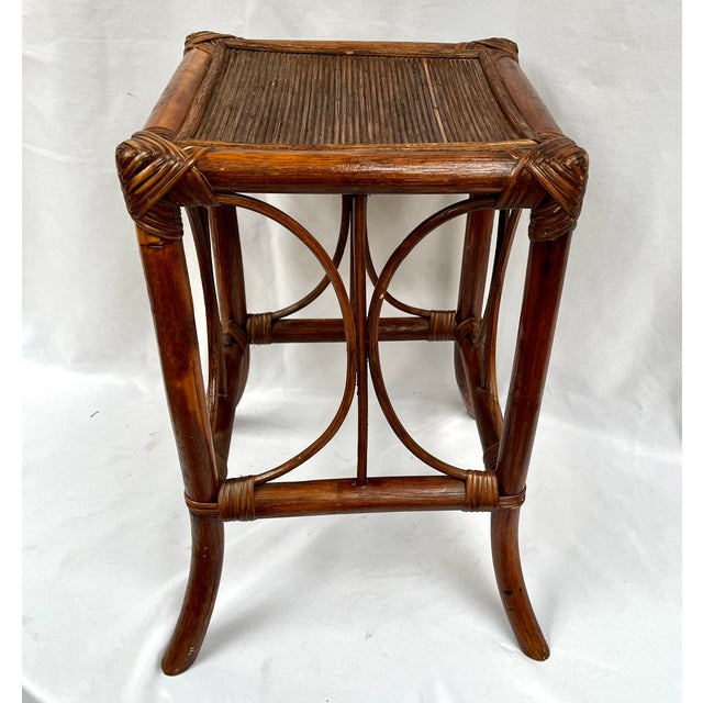 Mid-Century Bamboo/Rattan Plant Stand | Chairish