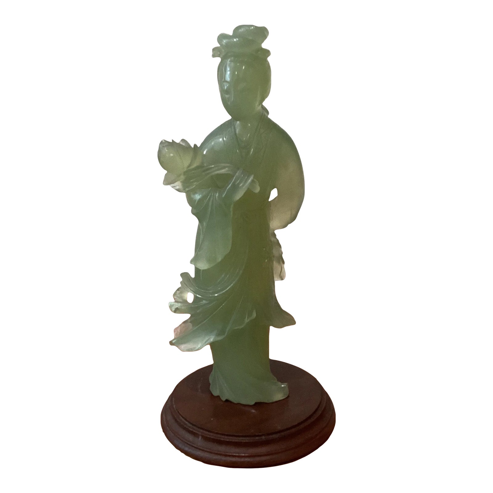 Early 20th Century Vintage Chinese Carved Green Jade Jadeite Shen Yun ...