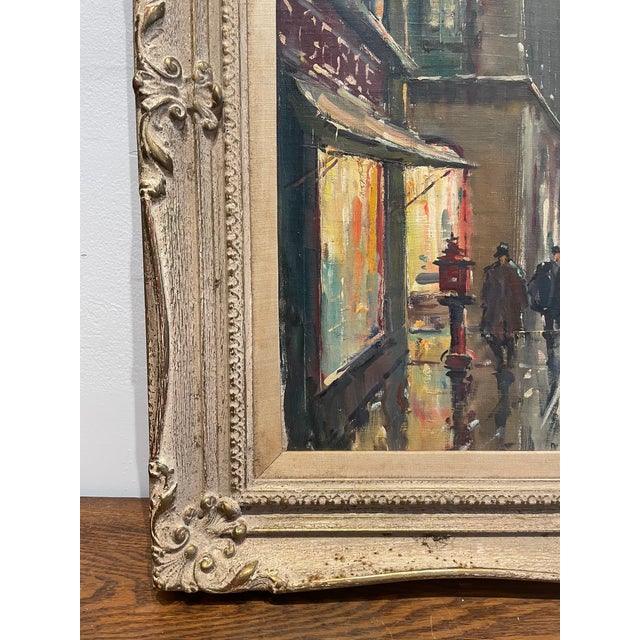 Vintage Oil Painting of Parisian Cityscape on Board by French Artist ...