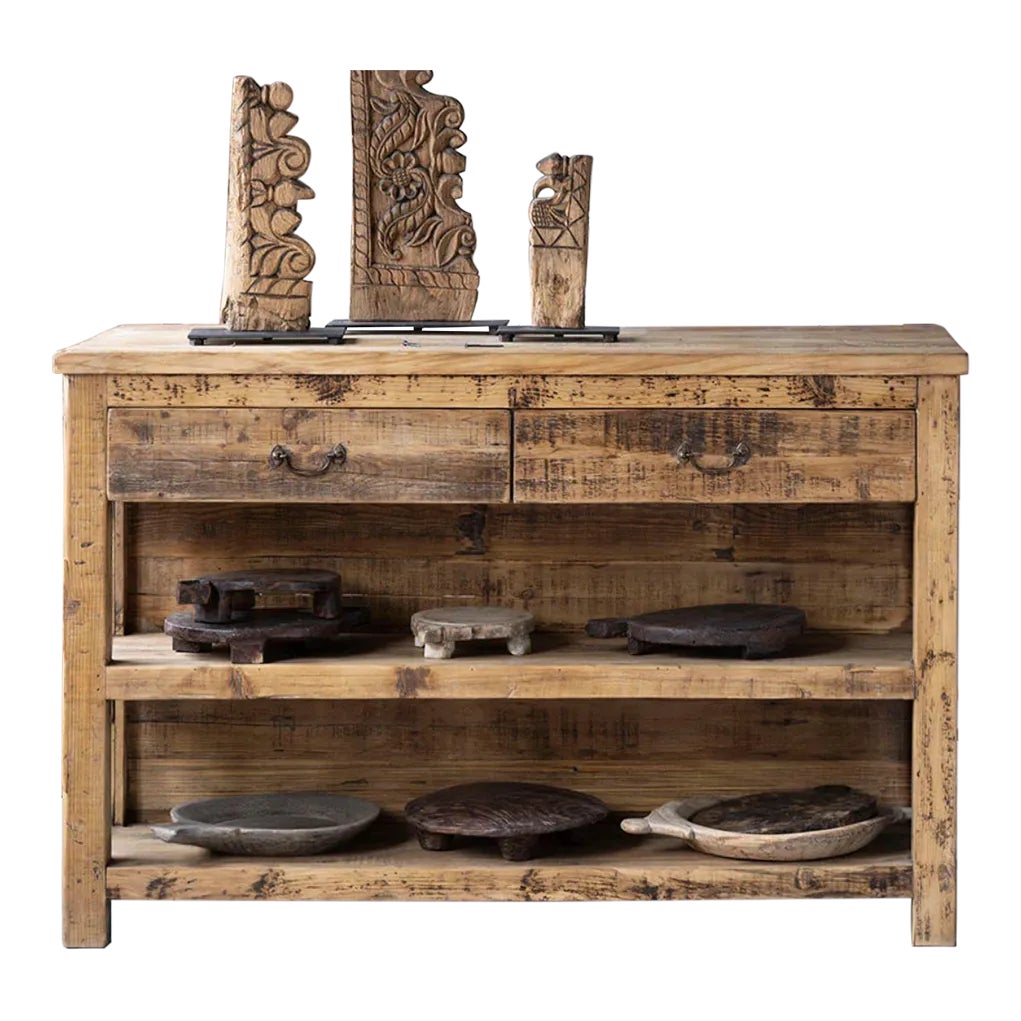 Matthew Izzo Home Rustic Timber Frame Island | Chairish