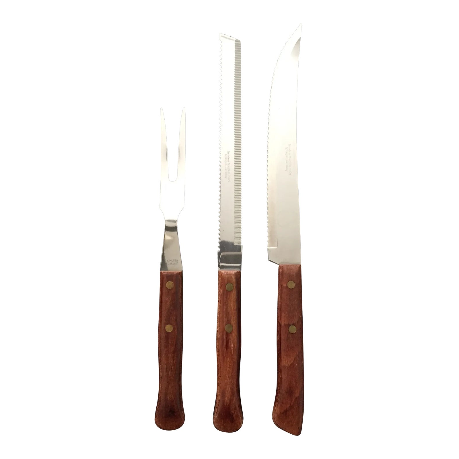 Vintage German Solingen 3-Piece Carving Set With Rosewood Handle | Chairish
