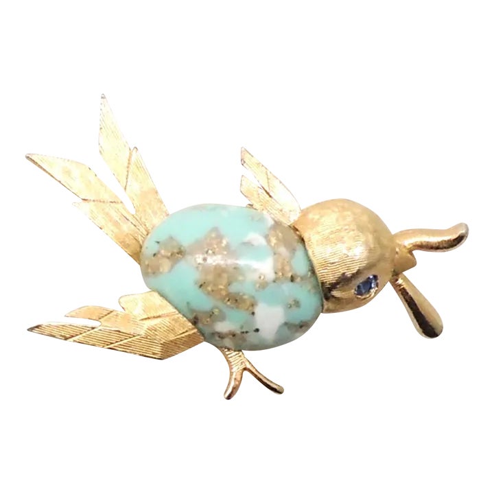 Vintage 1960s Signed Napier Bird With a Worm Brooch | Chairish