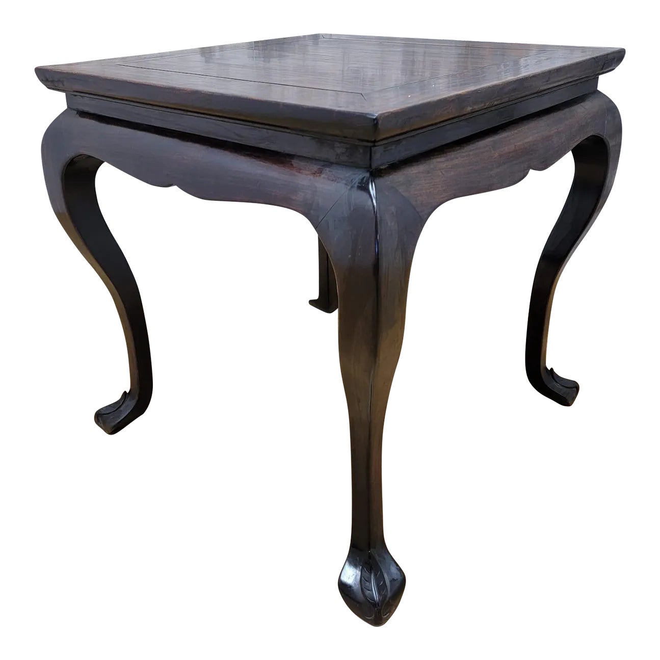 1980s Vintage Chinese Elm Tall Tea Side Table With Decorative Feet ...