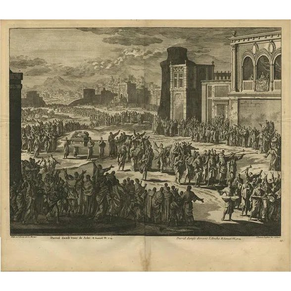 J. Luyken, Bible Scene: David Dancing for the Ark, 1743, Print | Chairish