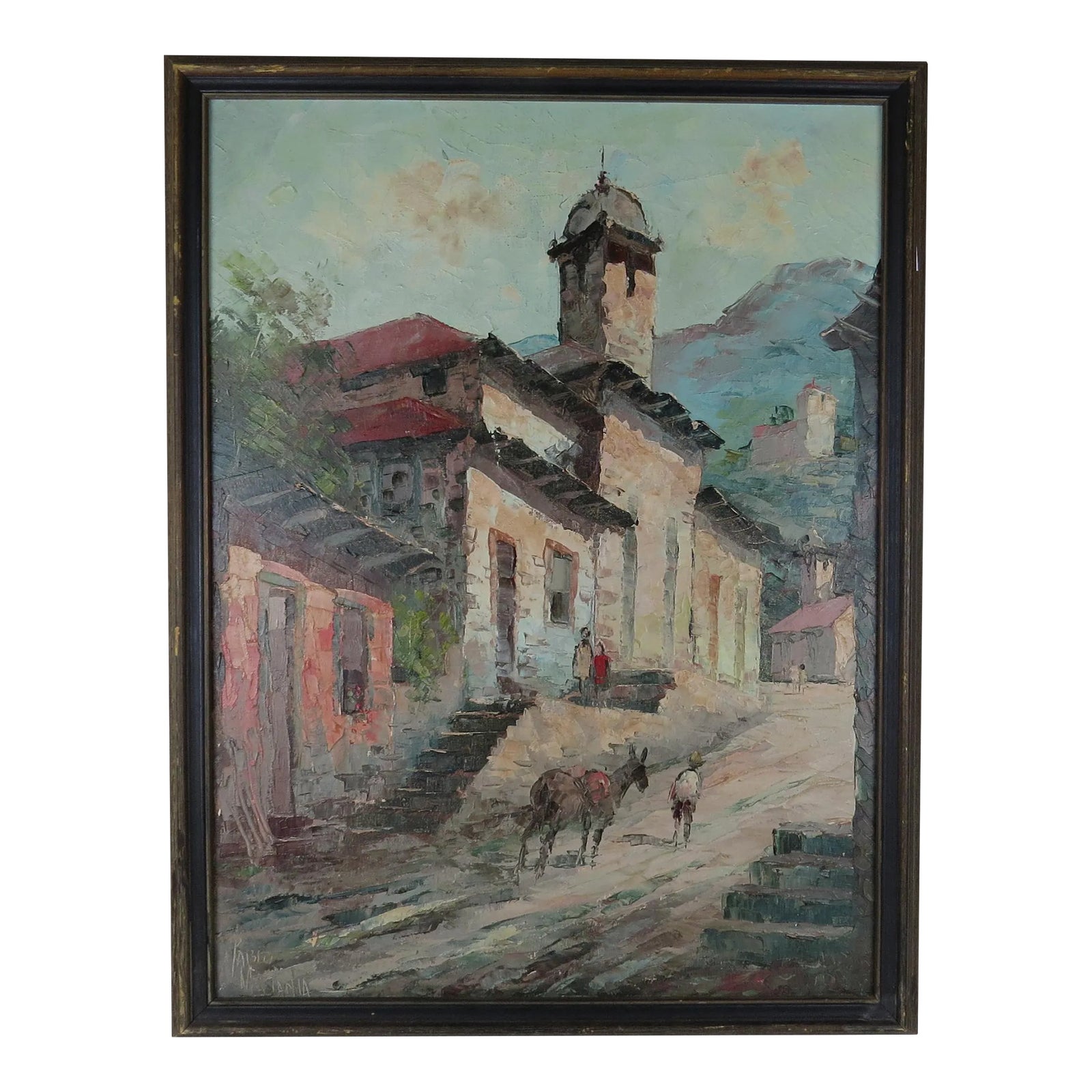 Vintage Framed Oil on Canvas of a Brazilian Village Scene Signed by ...