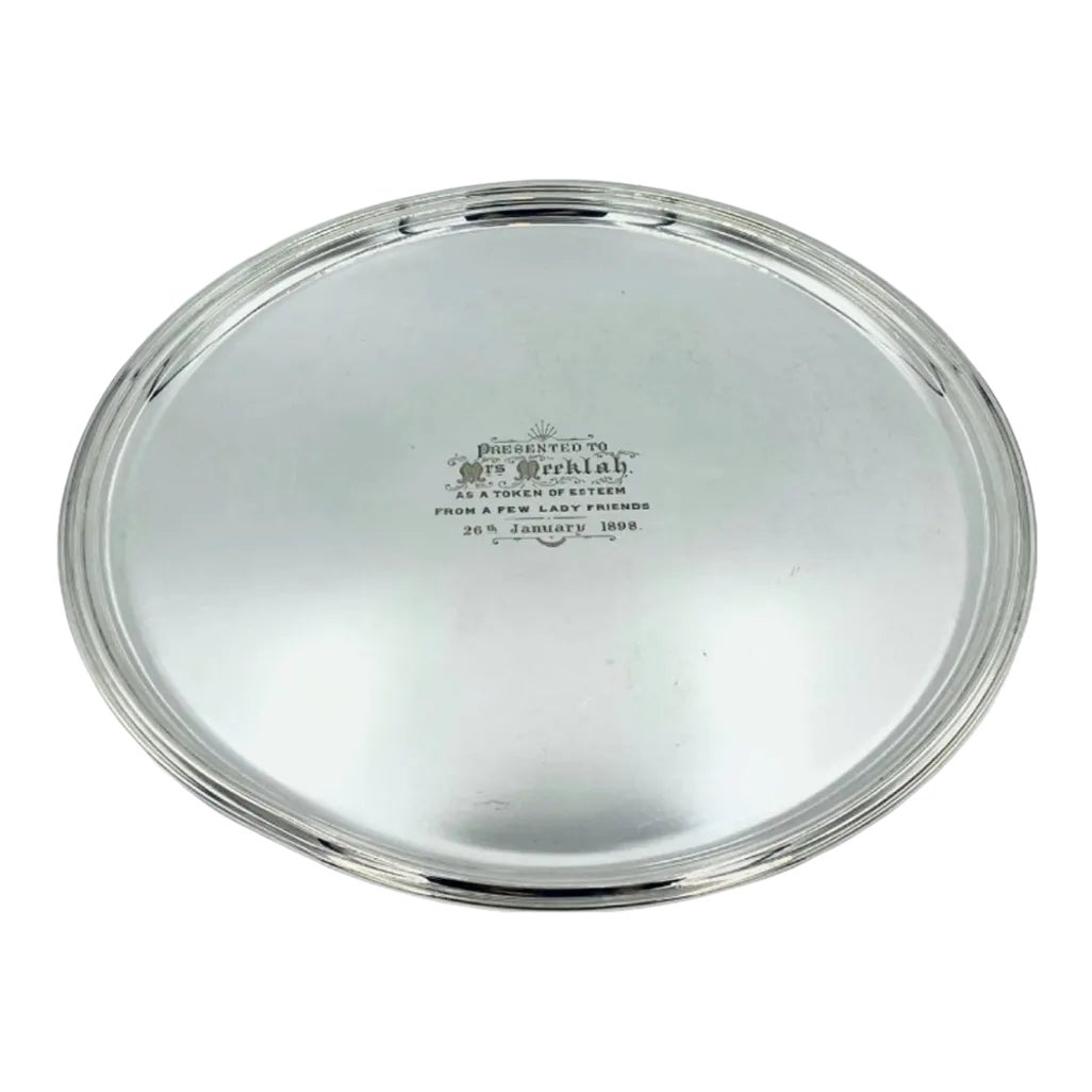 Antique Mappin Bros Engraved Queens Plate Cocktail Serving Tray Platter ...